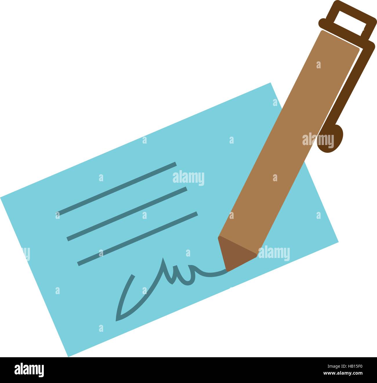 money check with pen over white background. vector illustration Stock ...