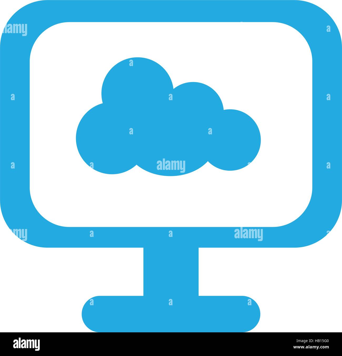 monitor computer with cloud storage icon on screen over white ...