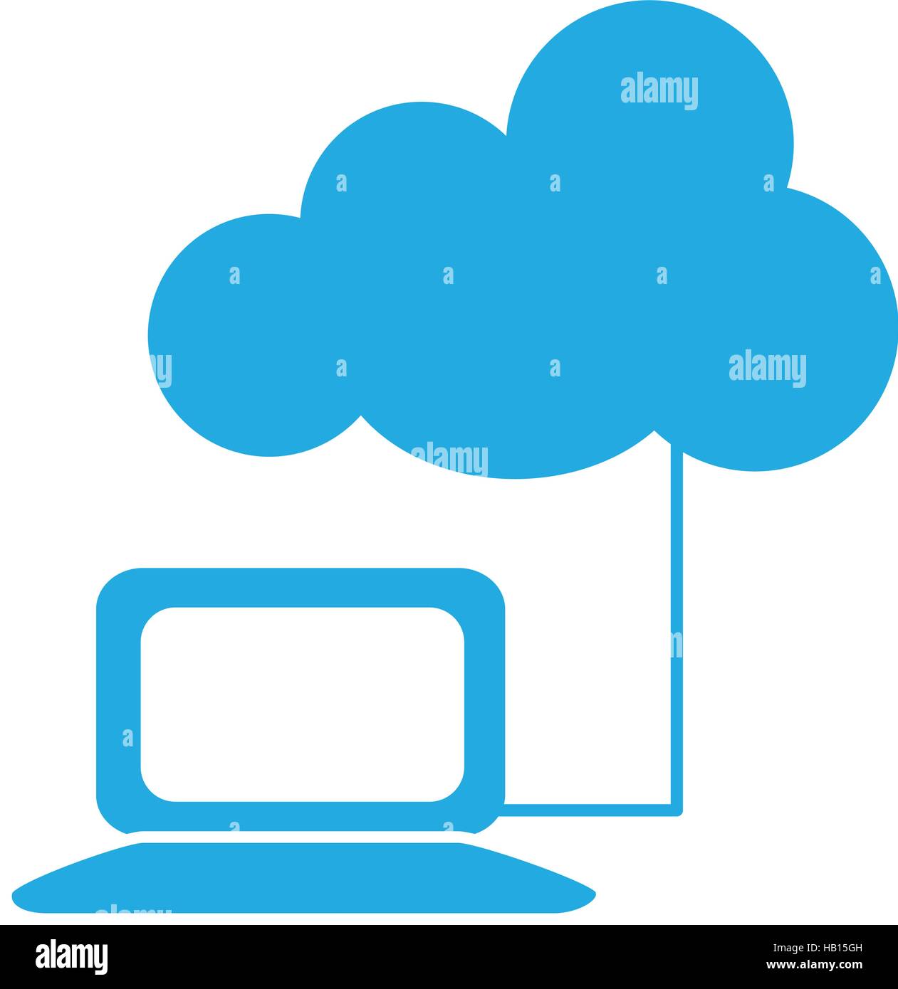 laptop computer with cloud storage icon over white background. vector ...