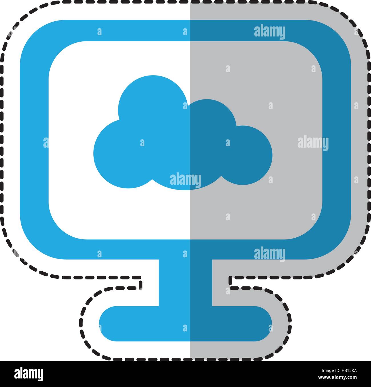 sticker of monitor computer with cloud storage icon on screen over ...