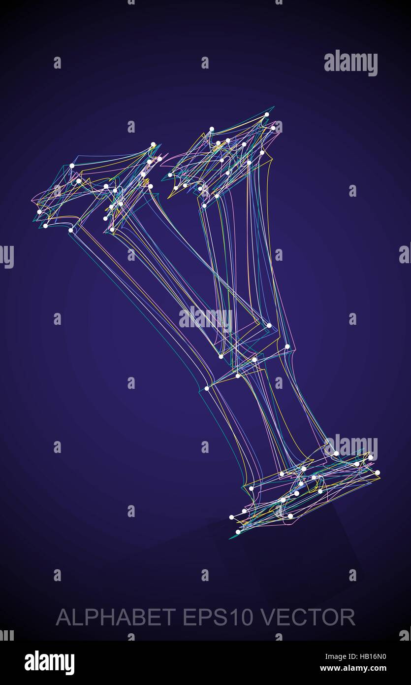 Abstract illustration of a Multicolor sketched Y with Reflection. Hand ...