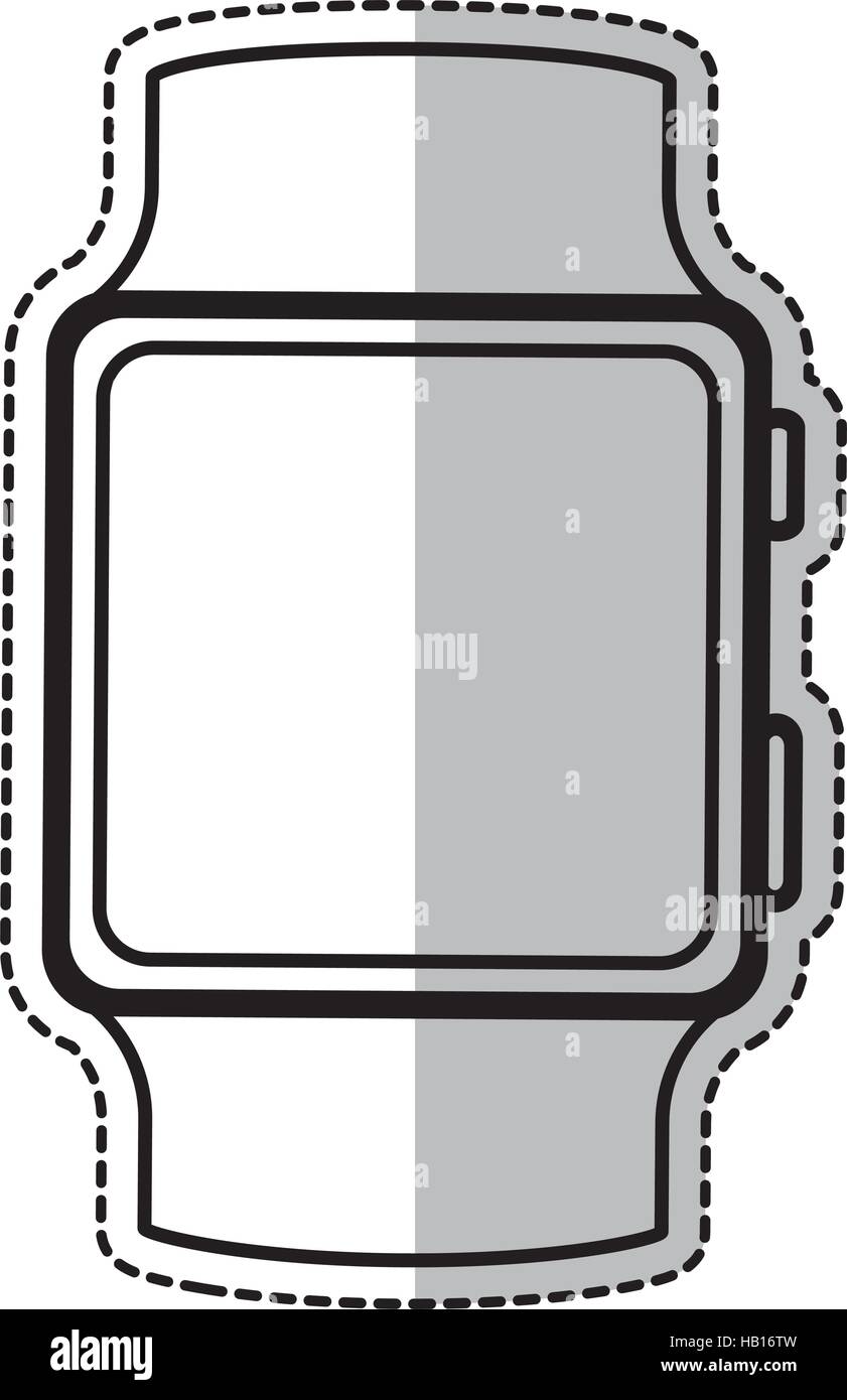 sticker of smart watch icon over white background. wearable technology ...