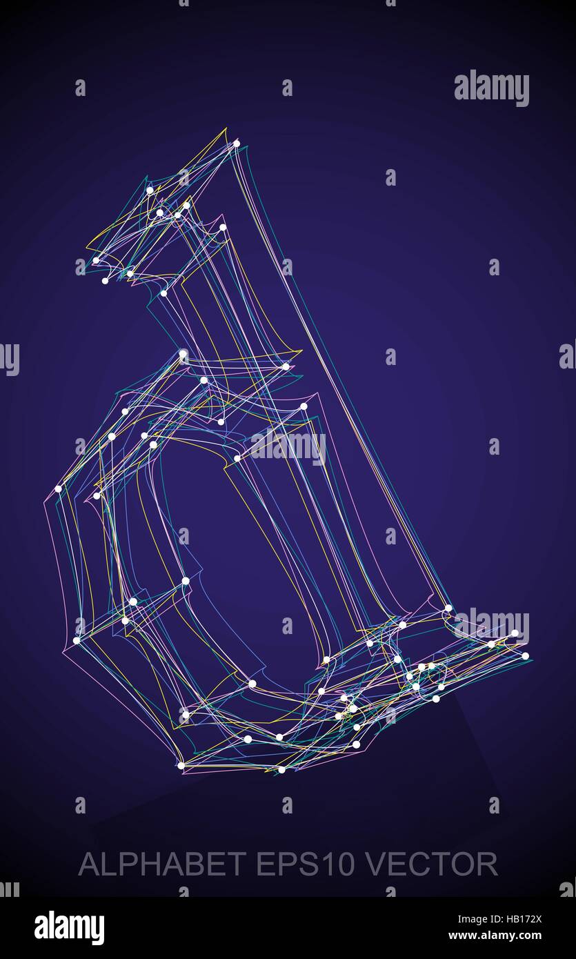 Abstract illustration of a Multicolor sketched lowercase letter D with ...