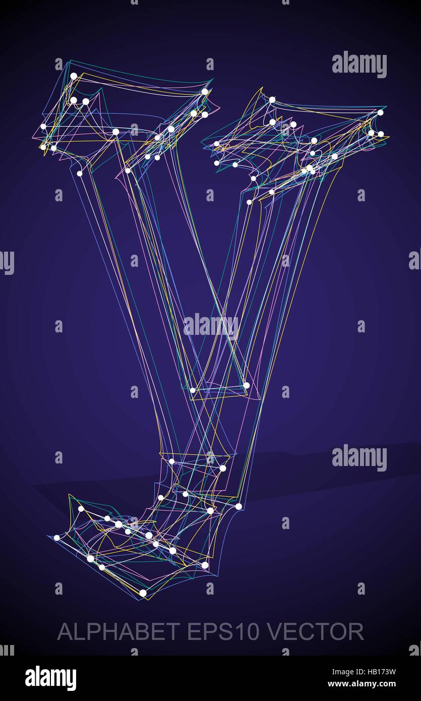 Abstract illustration of a Multicolor sketched lowercase letter Y with ...