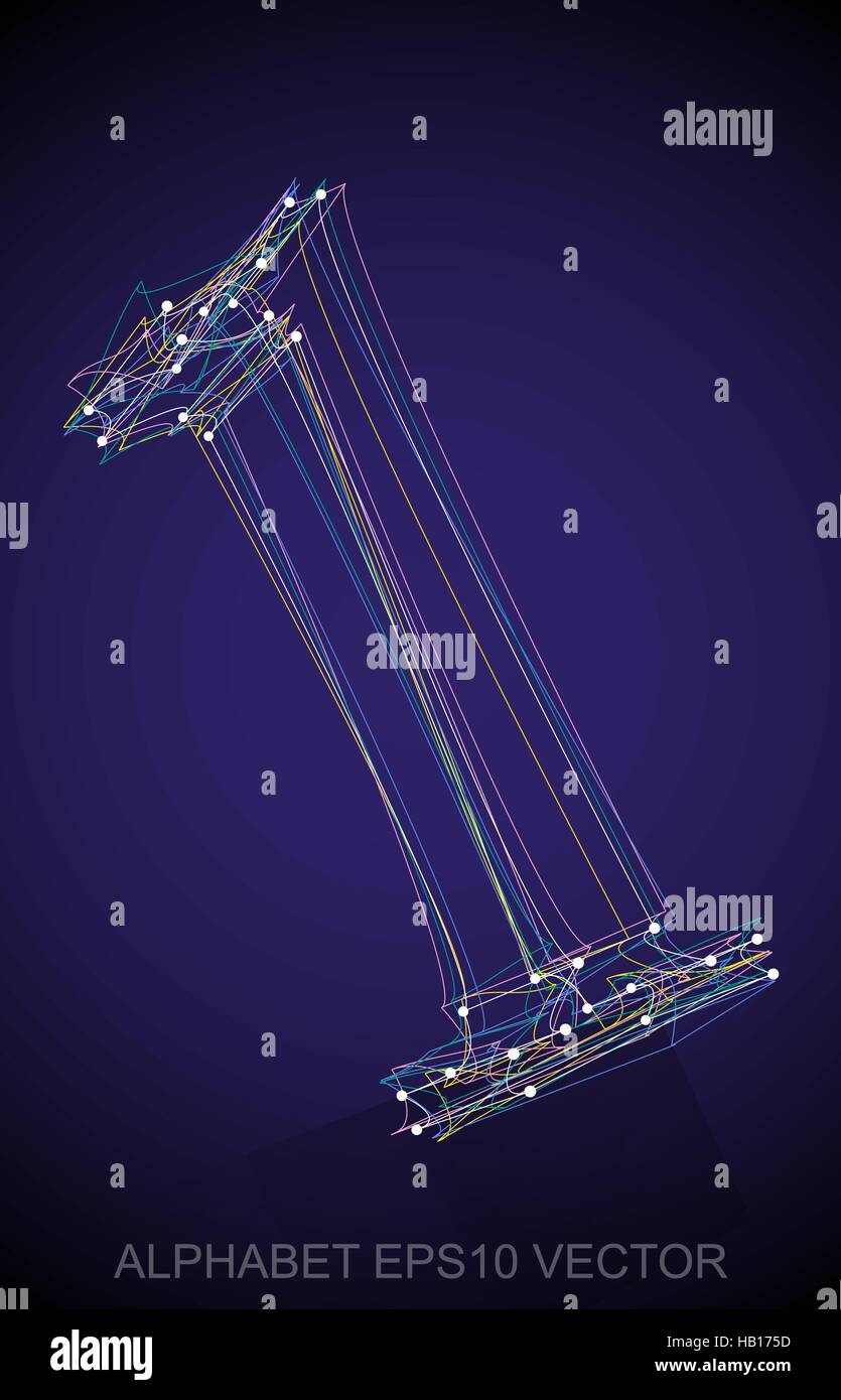 Abstract illustration of a Multicolor sketched 1 with Reflection. Hand ...