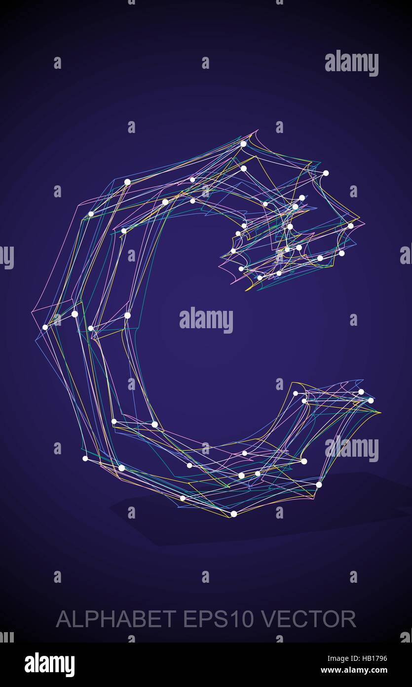 Abstract illustration of a Multicolor sketched lowercase letter C with ...