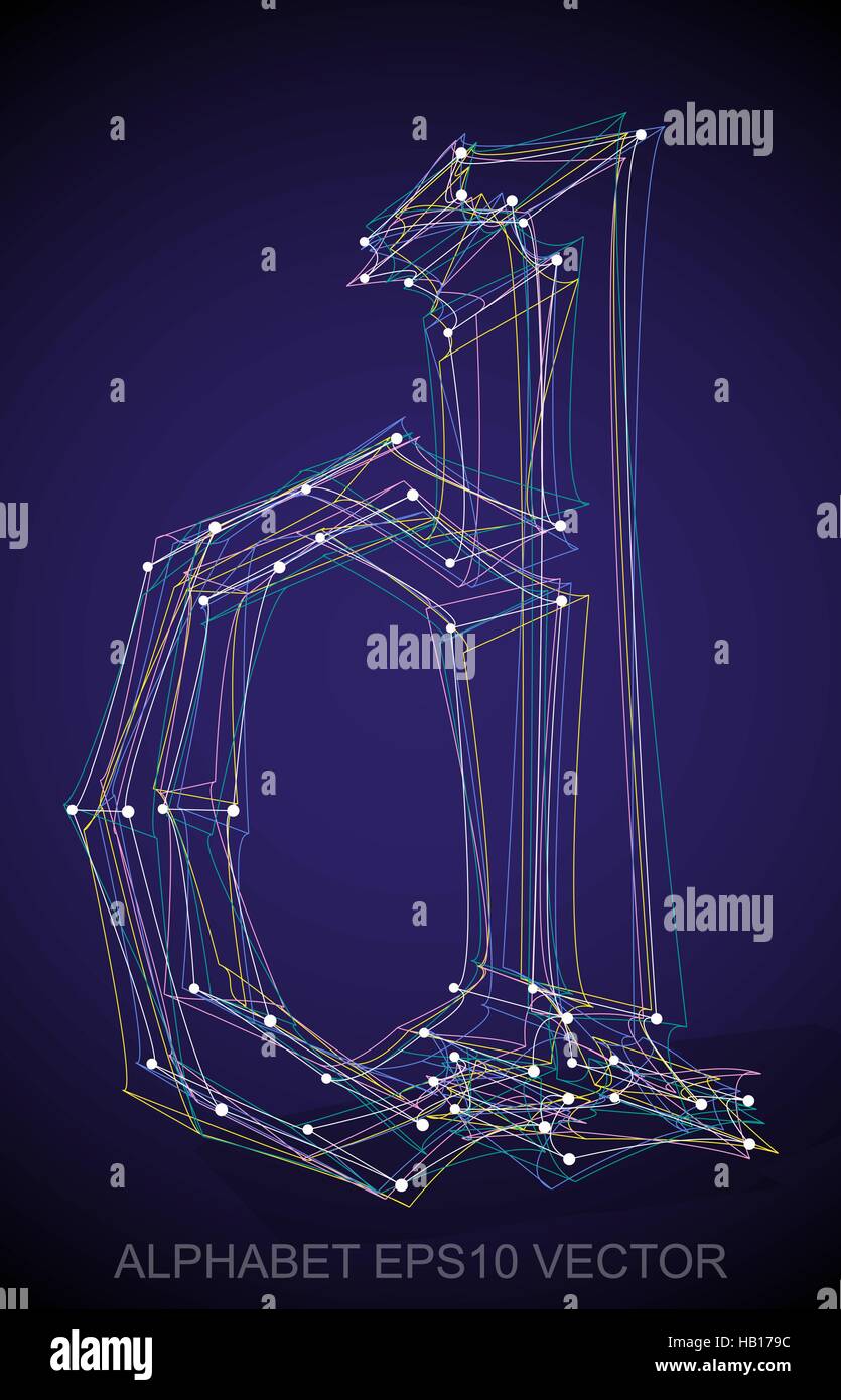Abstract illustration of a Multicolor sketched lowercase letter D with ...