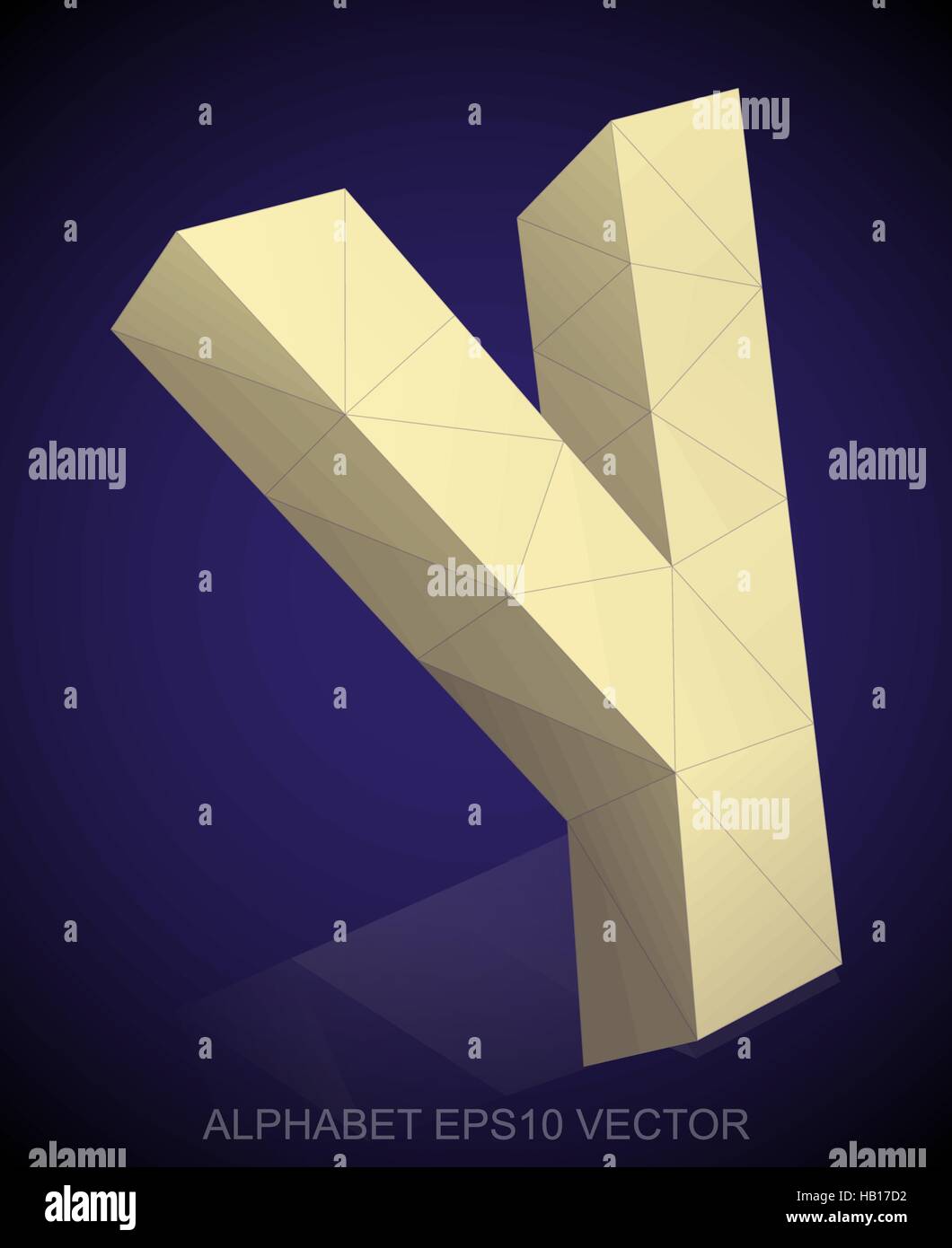 Abstract Yellow 3D polygonal lowercase letter Y with reflection. Low ...