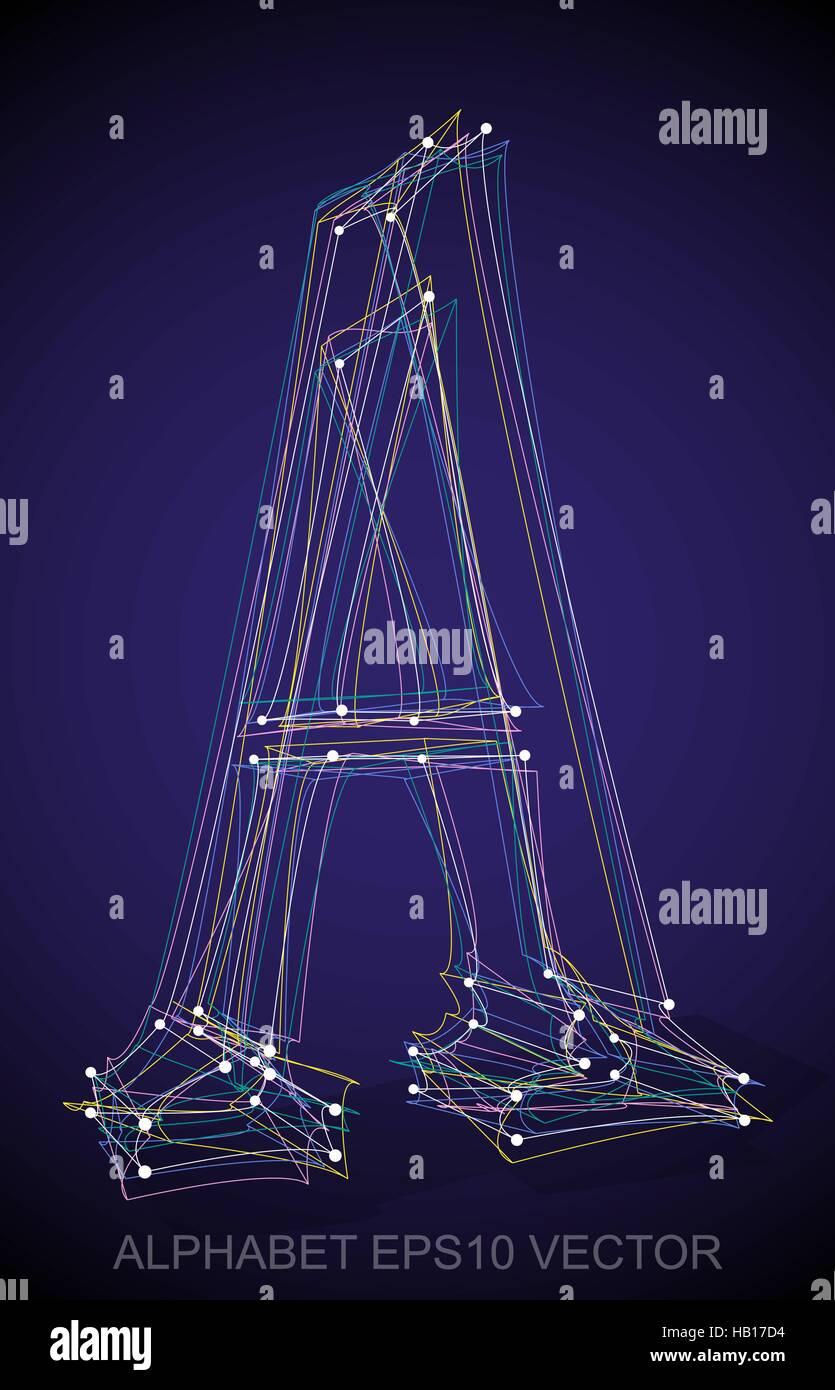Abstract illustration of a Multicolor sketched uppercase letter A with ...