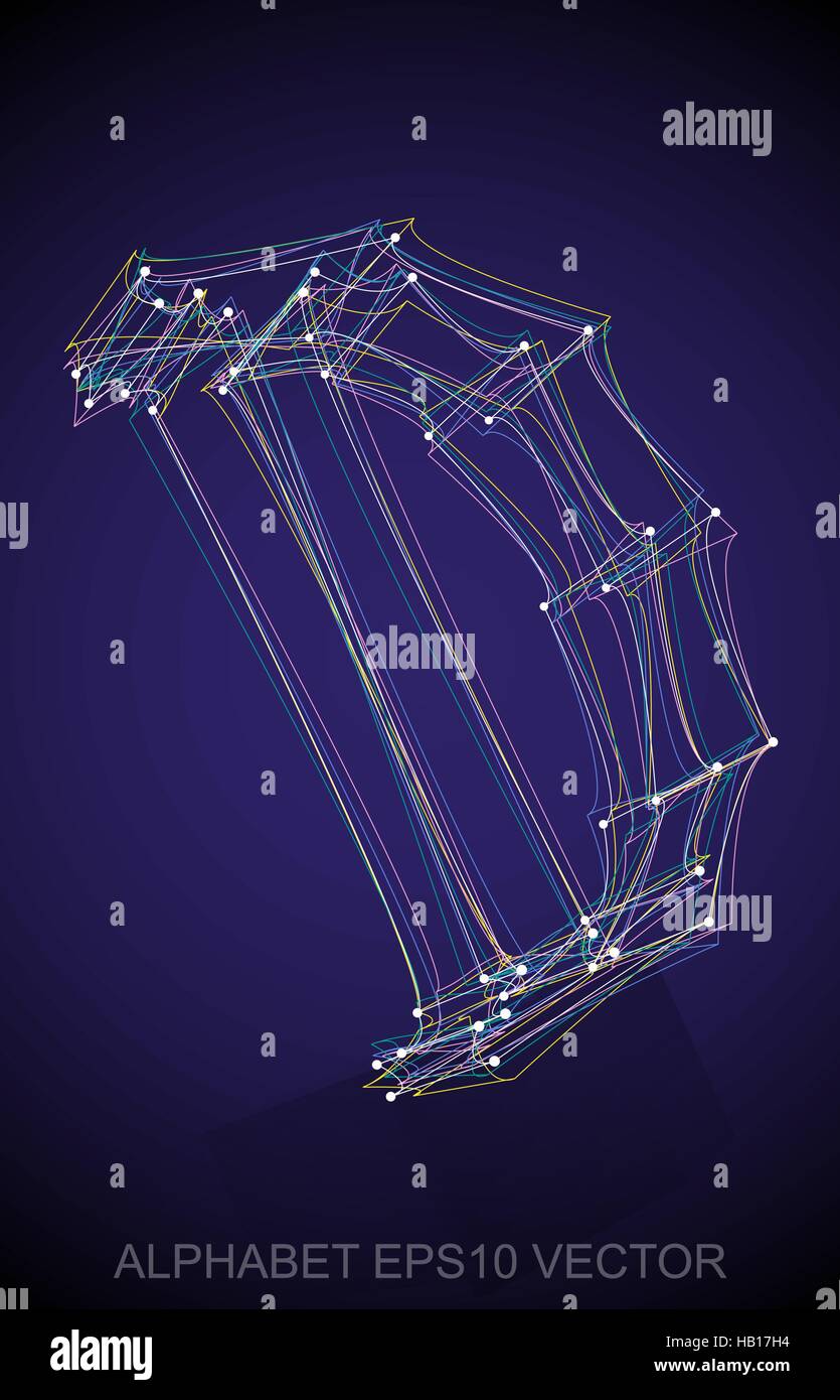 Abstract illustration of a Multicolor sketched uppercase letter D with ...