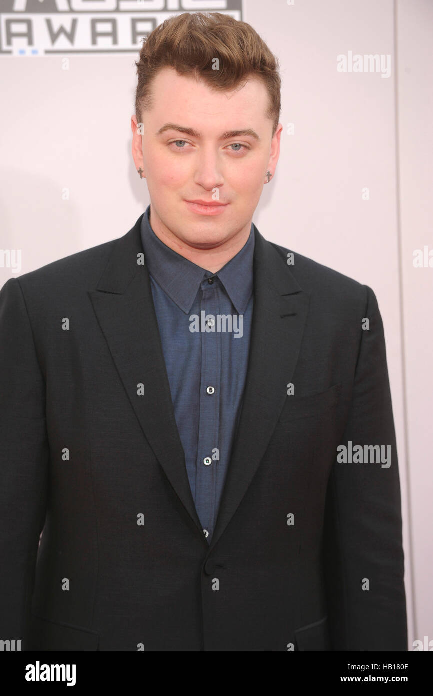 Singer Sam Smith arrives for the American Music Awards at Nokia Theatre ...