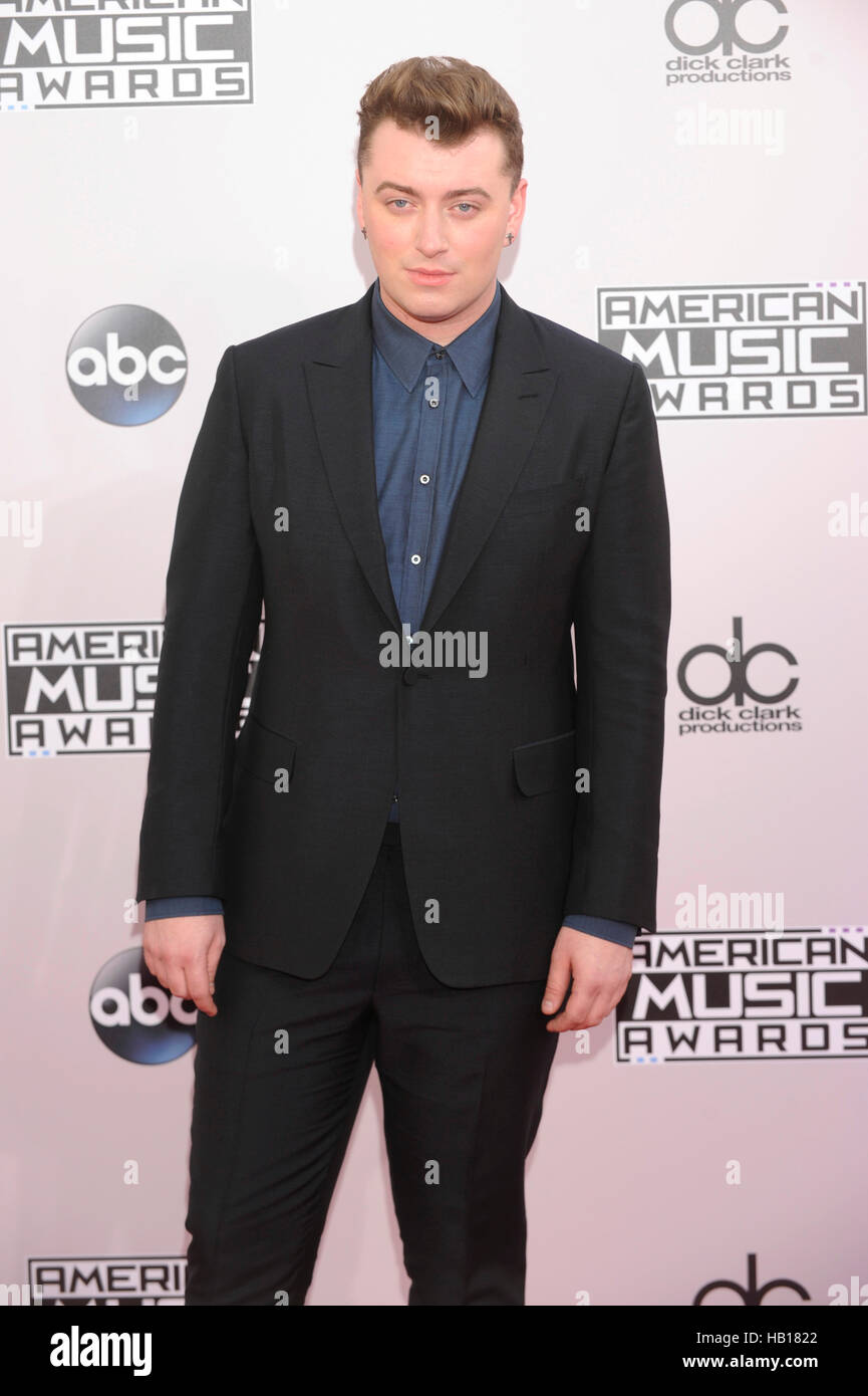 Singer Sam Smith arrives for the American Music Awards at Nokia Theatre ...