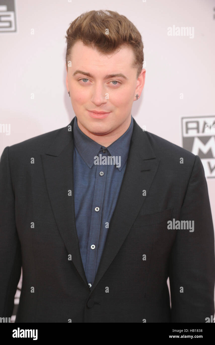 Singer Sam Smith arrives for the American Music Awards at Nokia Theatre ...