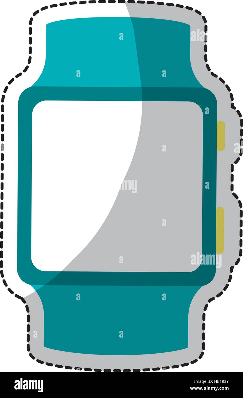 sticker of smart watch icon over white background. wearable technology ...