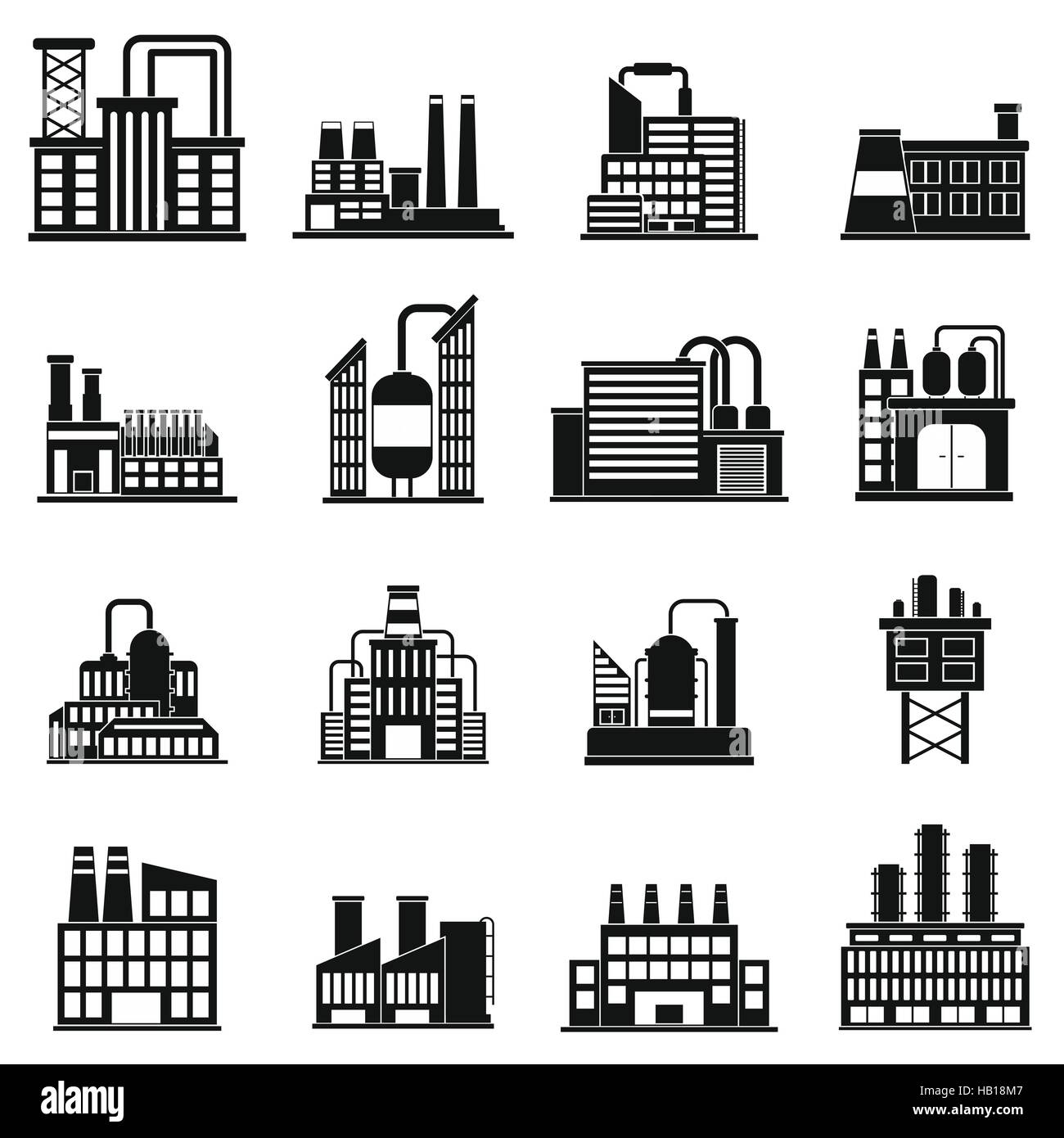 Industrial building factory simple icons Stock Vector Image & Art - Alamy