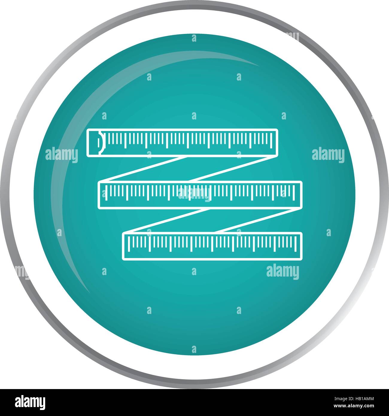 button with tape measure icon inside over white background. fitness ...