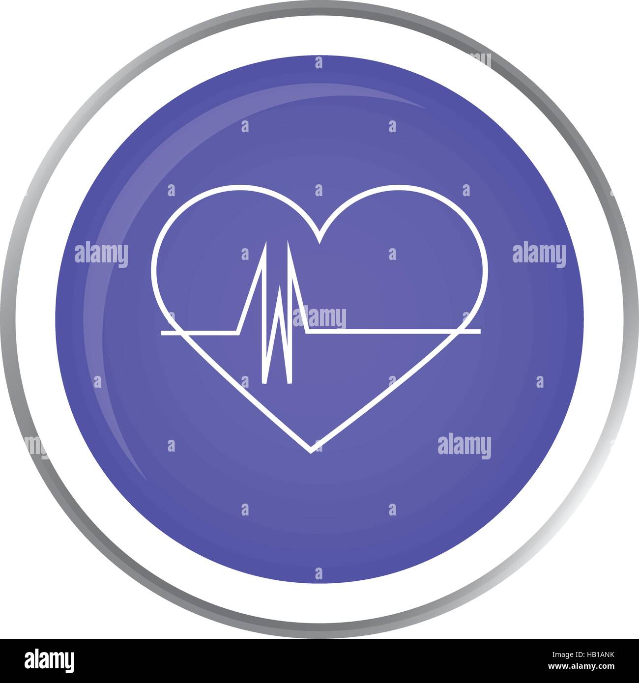 button with cardio pulse icon inside over white background. vector ...