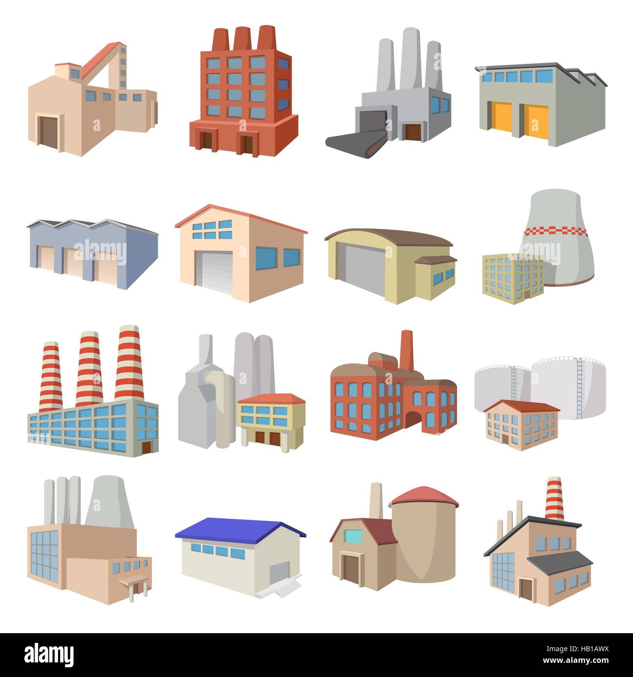 Industrial building factory icons Stock Vector Image & Art - Alamy
