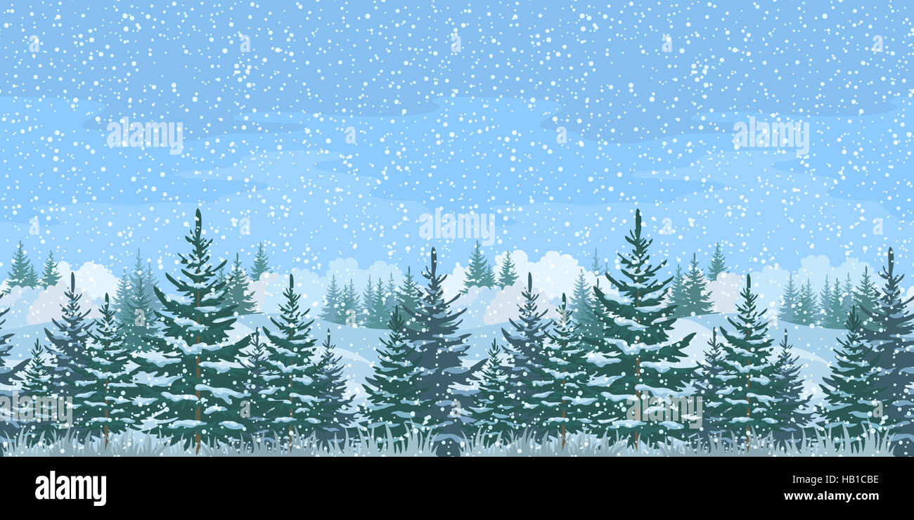 Seamless Winter Forest Landscape Stock Photo - Alamy