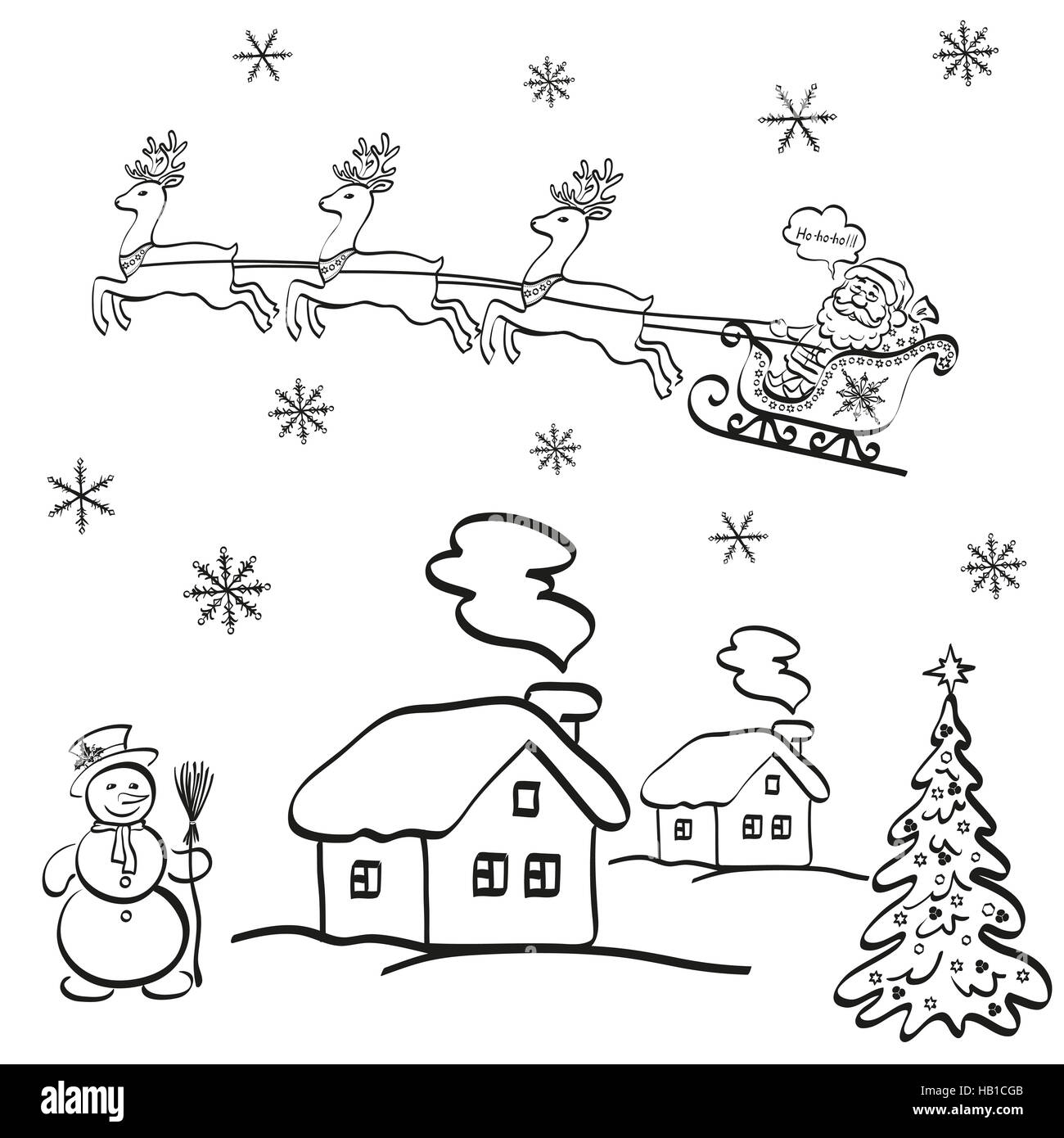 Deer christmas sleigh cartoon hi-res stock photography and images - Alamy