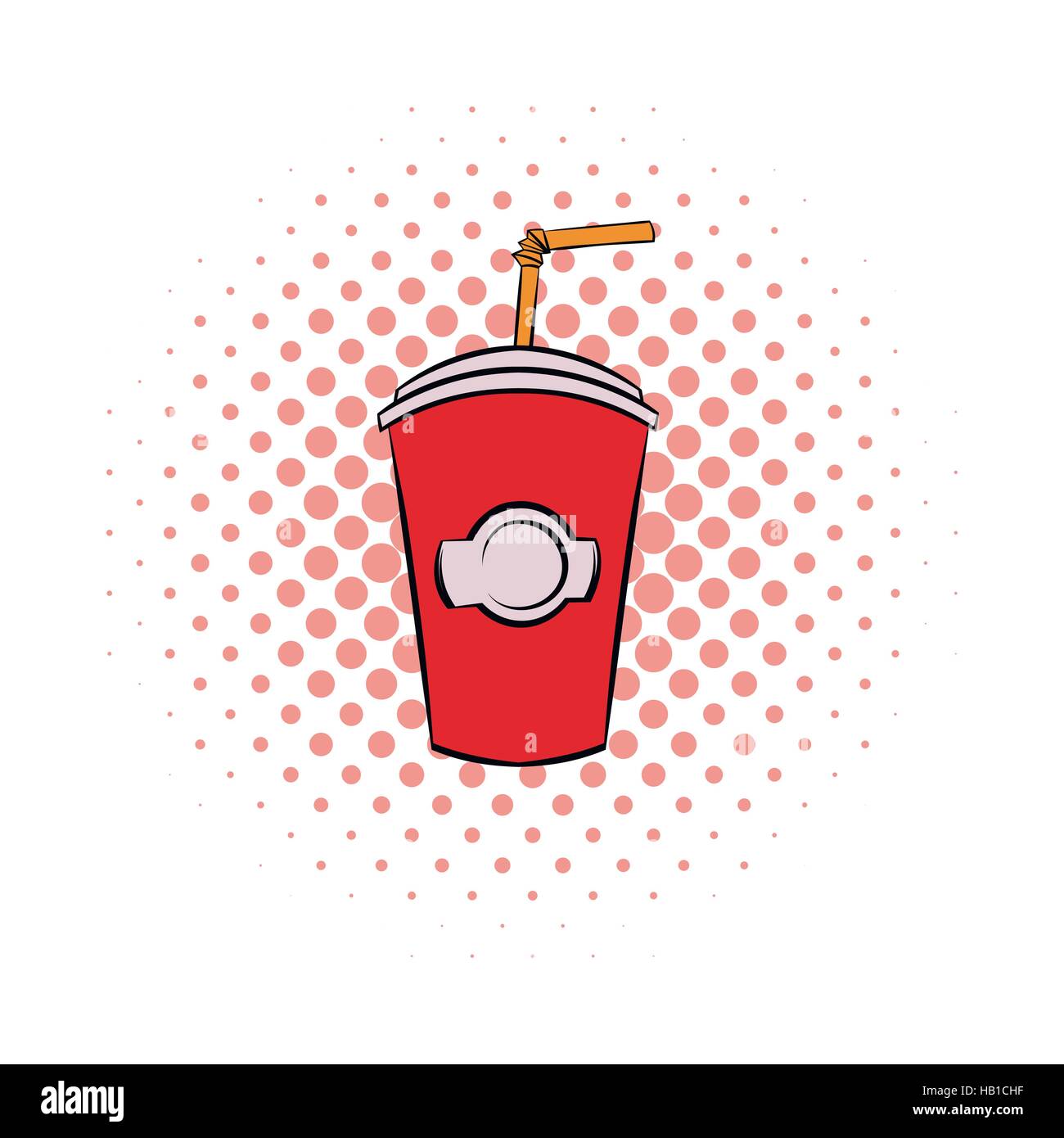 Red cardboard cup with a straw comics icon Stock Vector Image & Art - Alamy