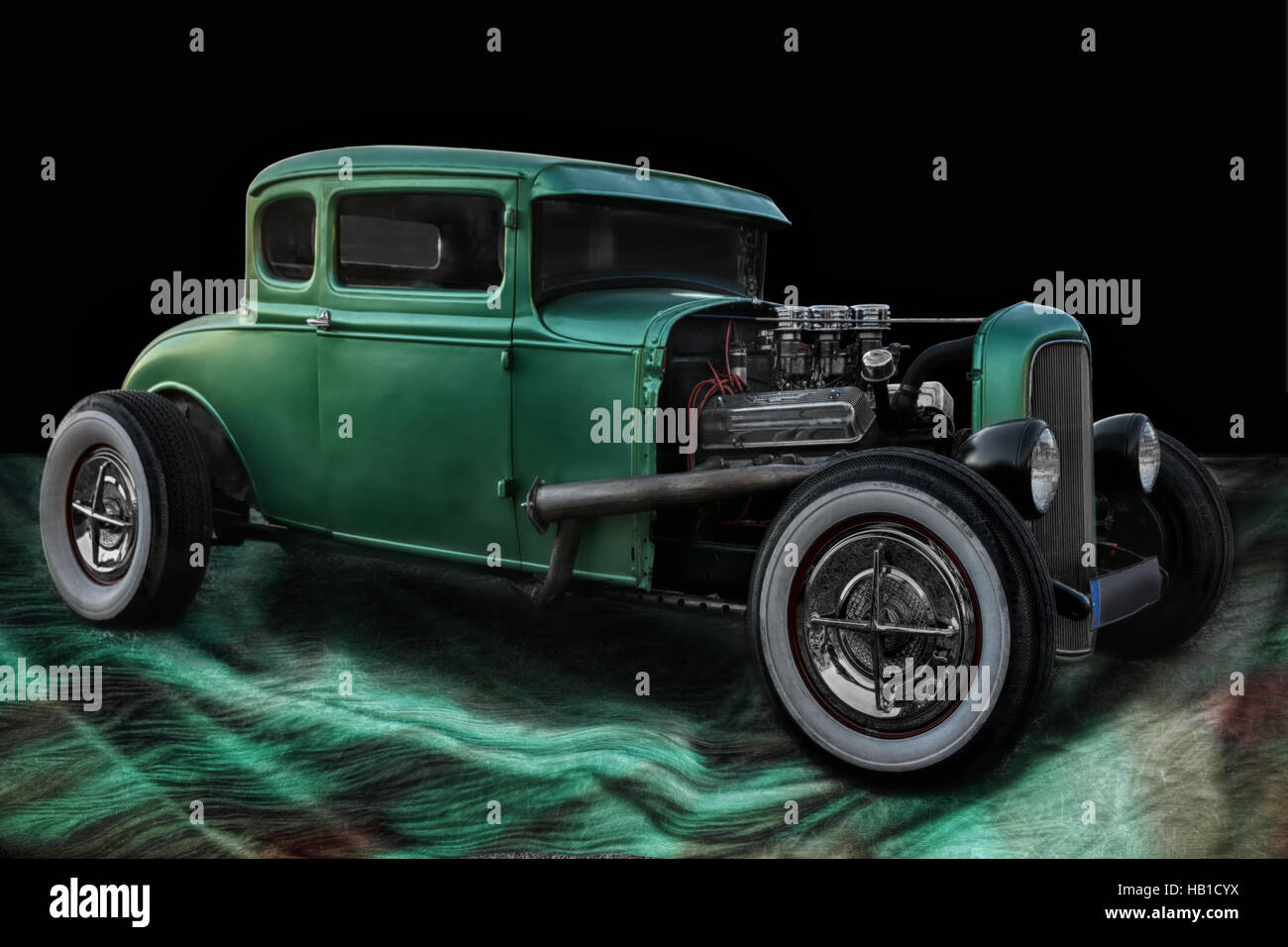 Green Hot Rod Stock Photo - Alamy