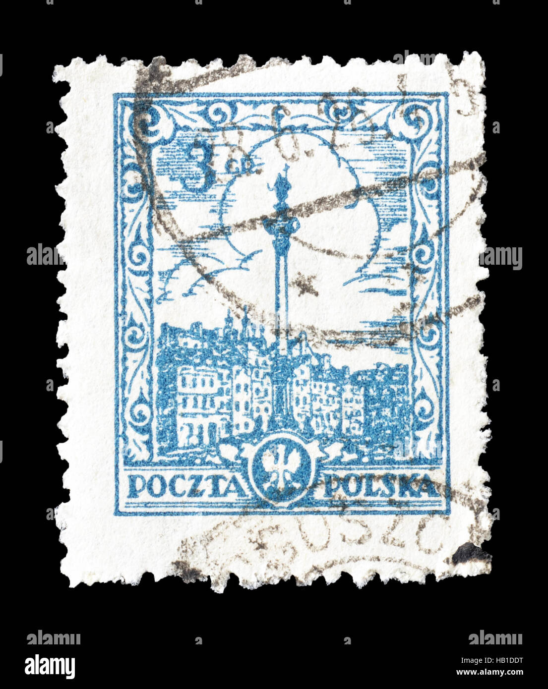 Postage stamp printed by Poland, that shows Sigismund monument in ...