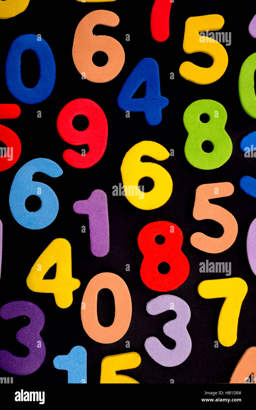 Colourful Numbers on Black Stock Photo - Alamy