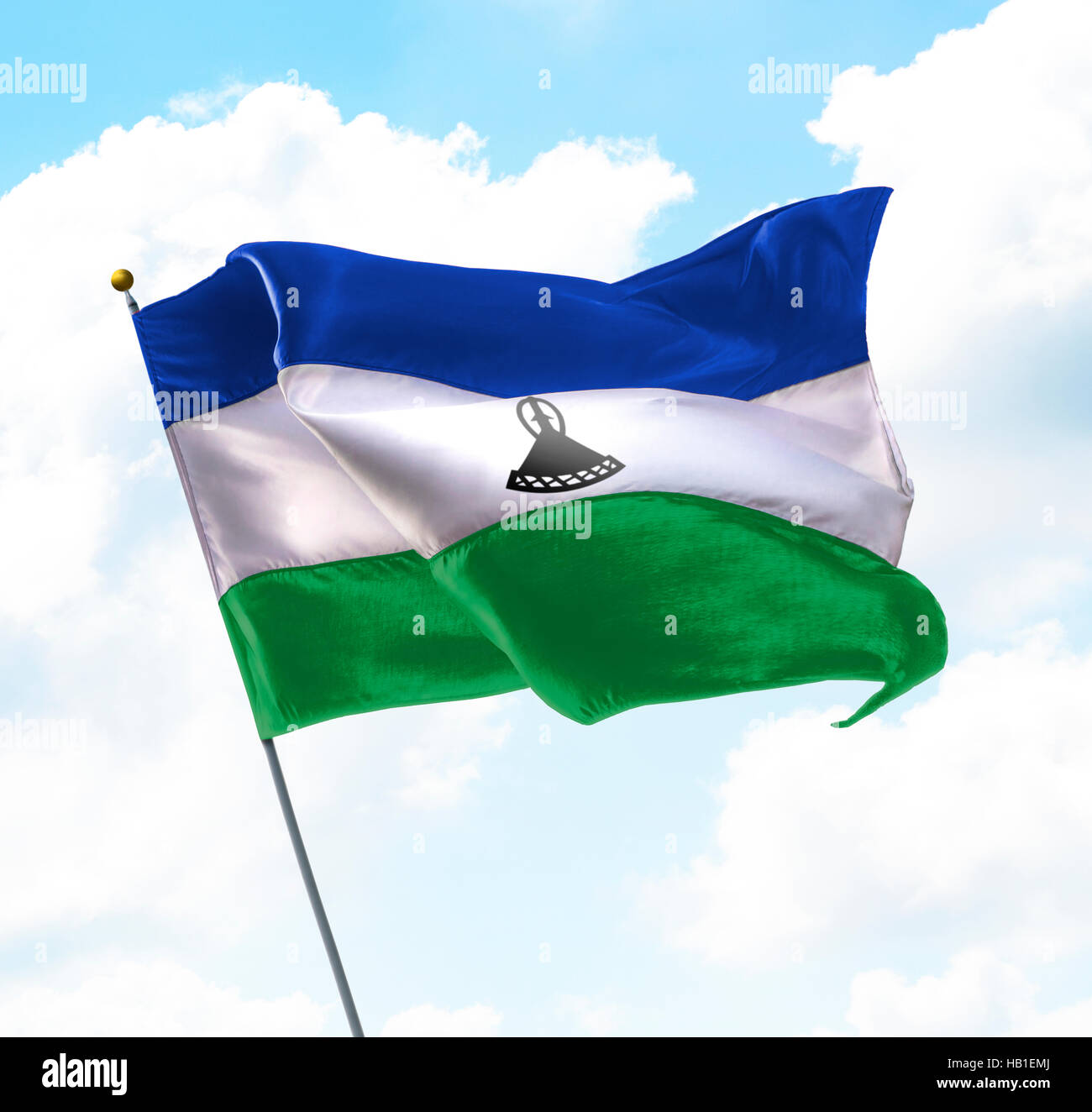 Flag lesotho waving wind hi-res stock photography and images - Alamy