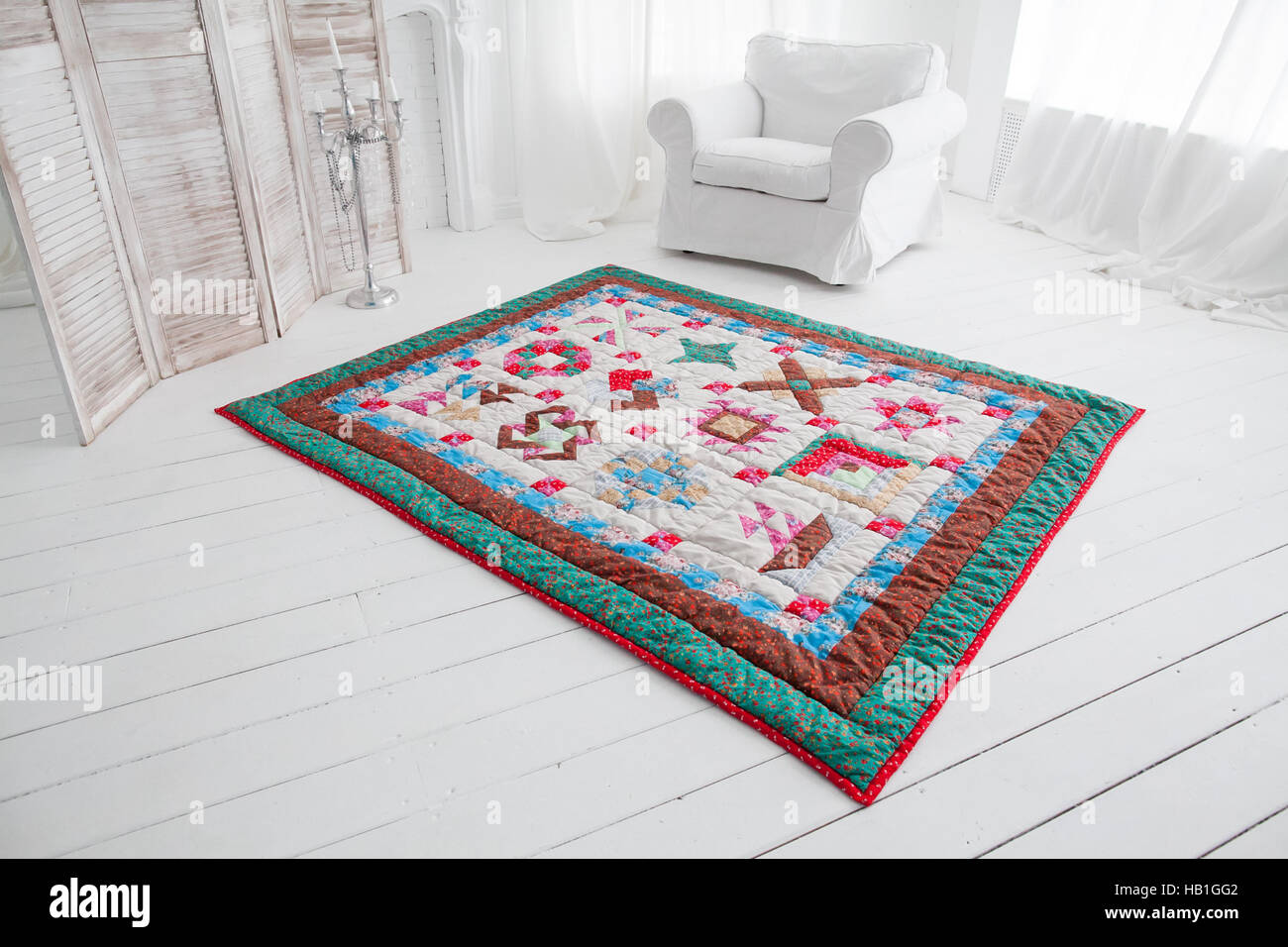 Part of patchwork quilt as background Stock Photo - Alamy