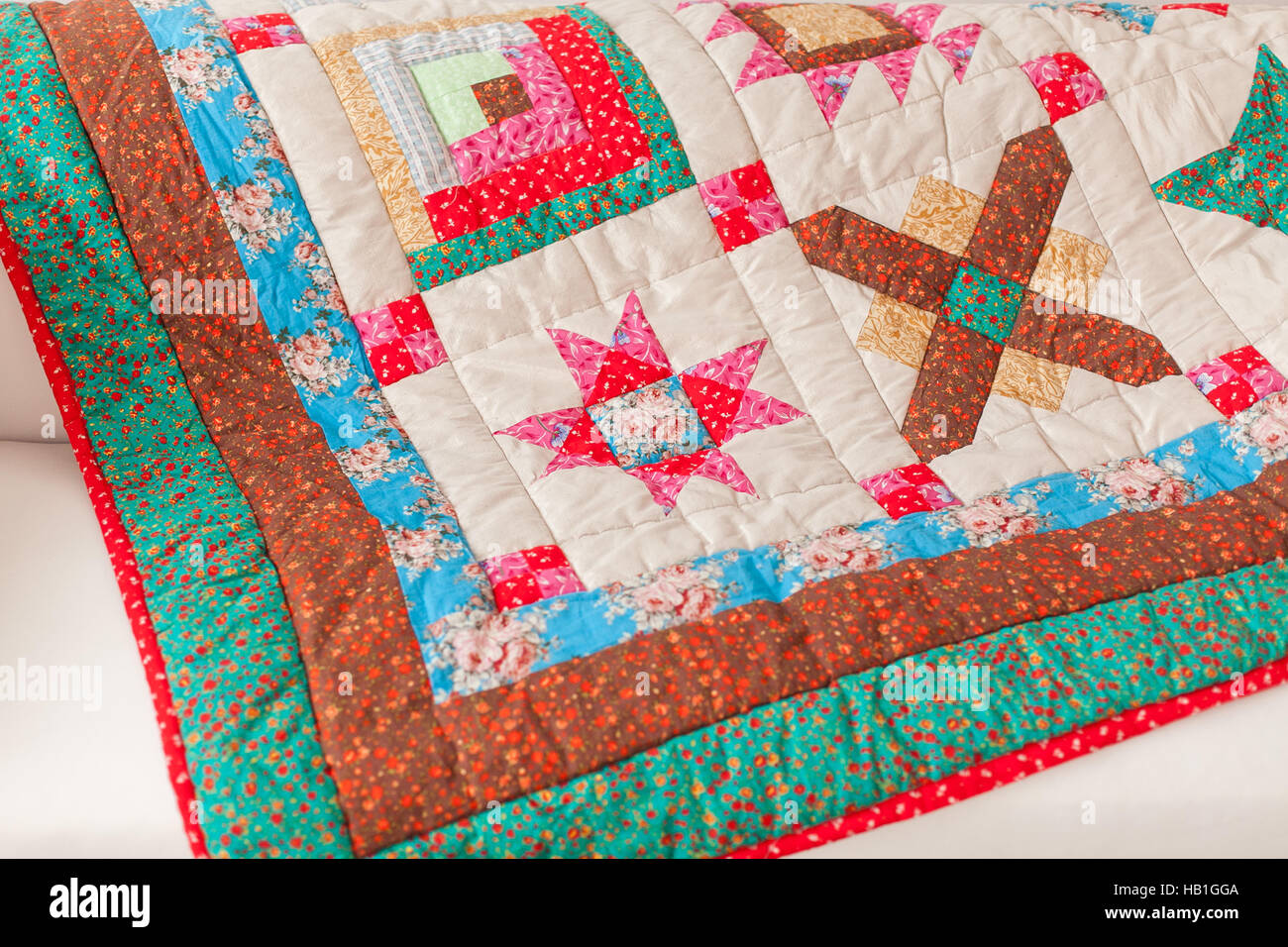 Part of patchwork quilt as background Stock Photo - Alamy