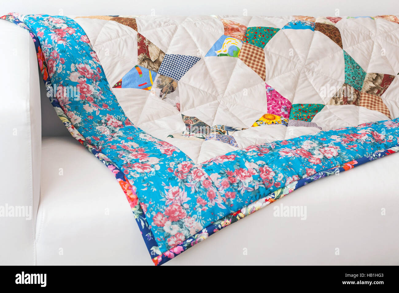 Part of patchwork quilt as background Stock Photo - Alamy