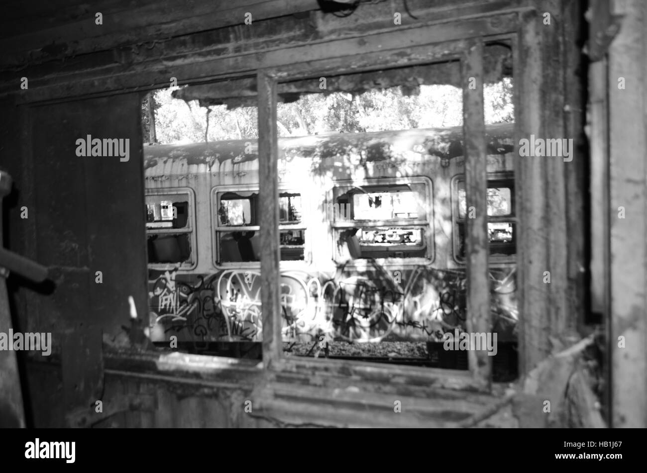 Urban exploration at abandoned train station Stock Photo - Alamy