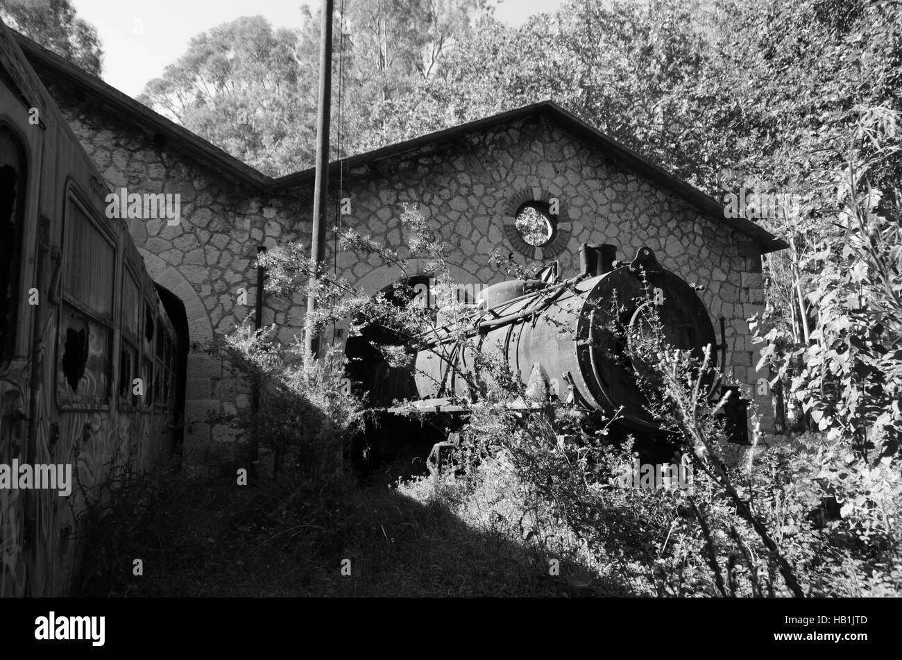 Urban exploration at abandoned train station Stock Photo - Alamy