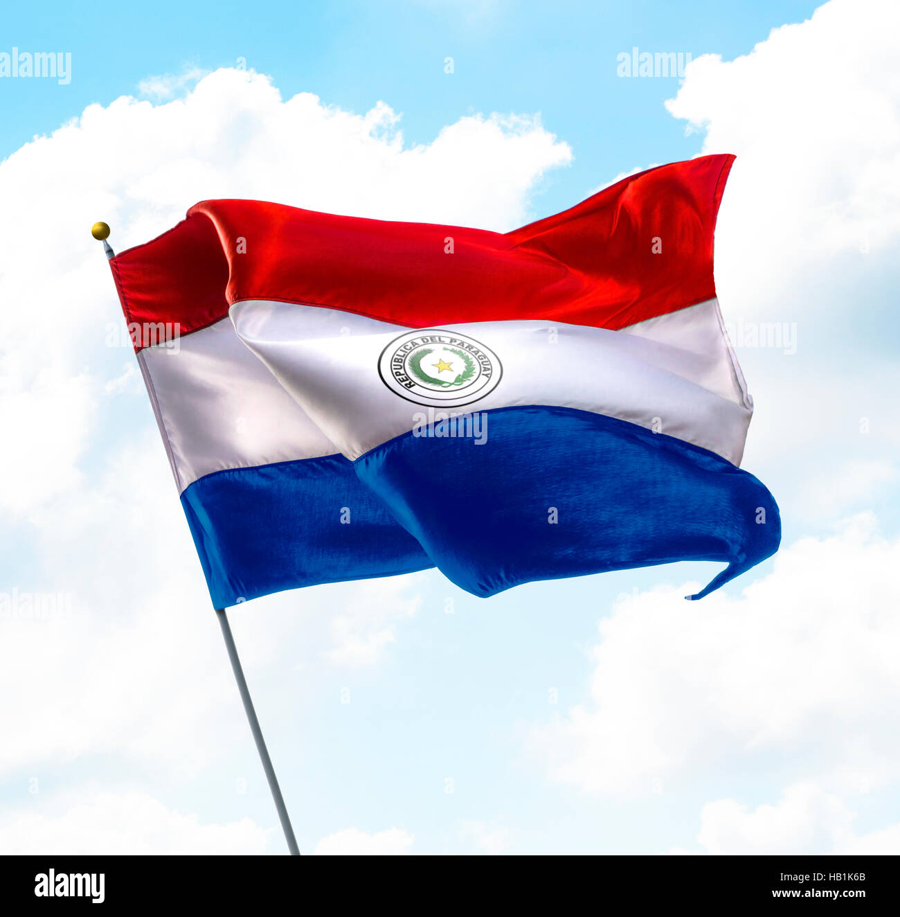Flag of Paraguay Raised Up in The Sky Stock Photo - Alamy