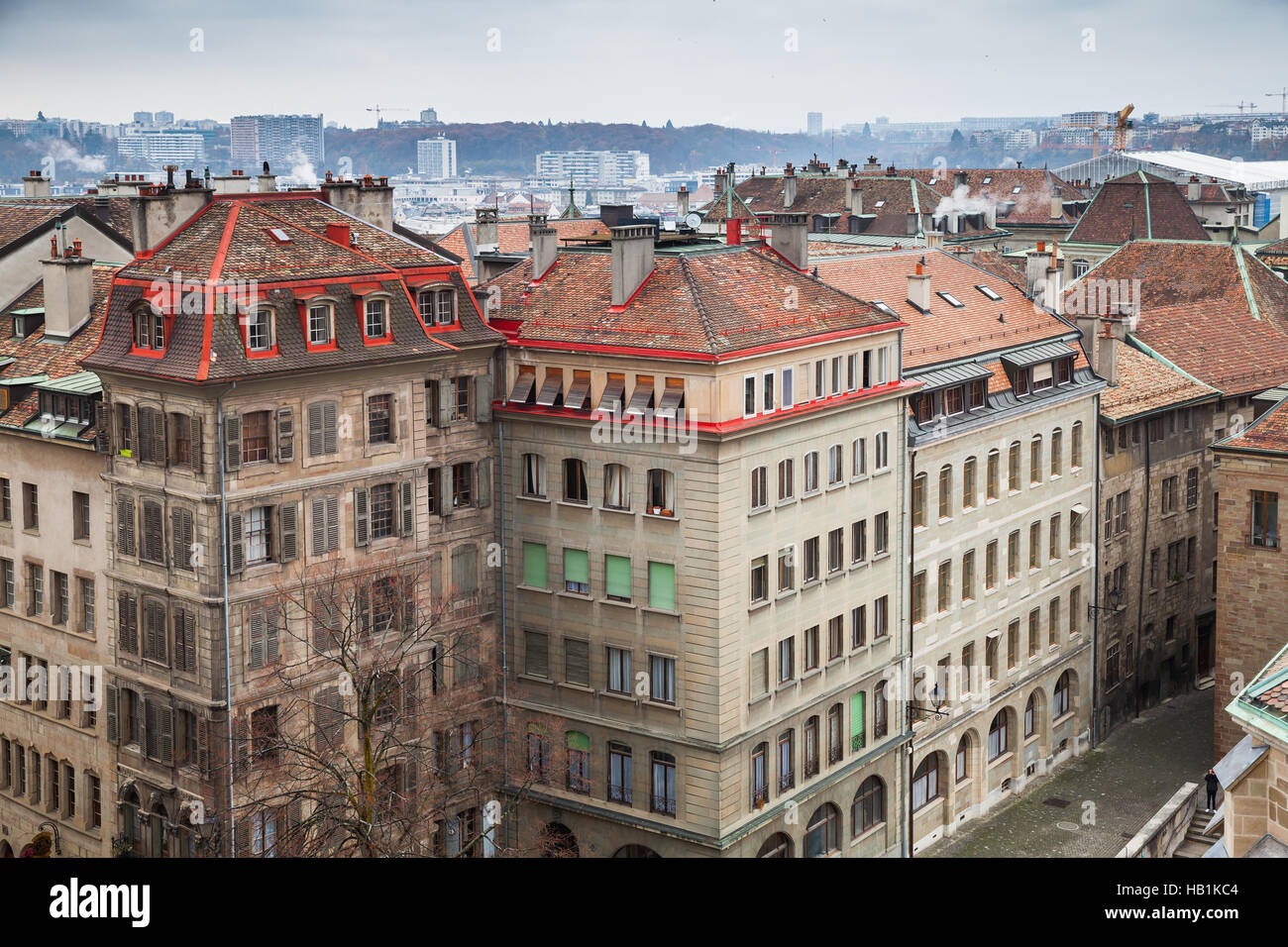 Geneva city, Switzerland. Cityscape of old central area, photo taken ...