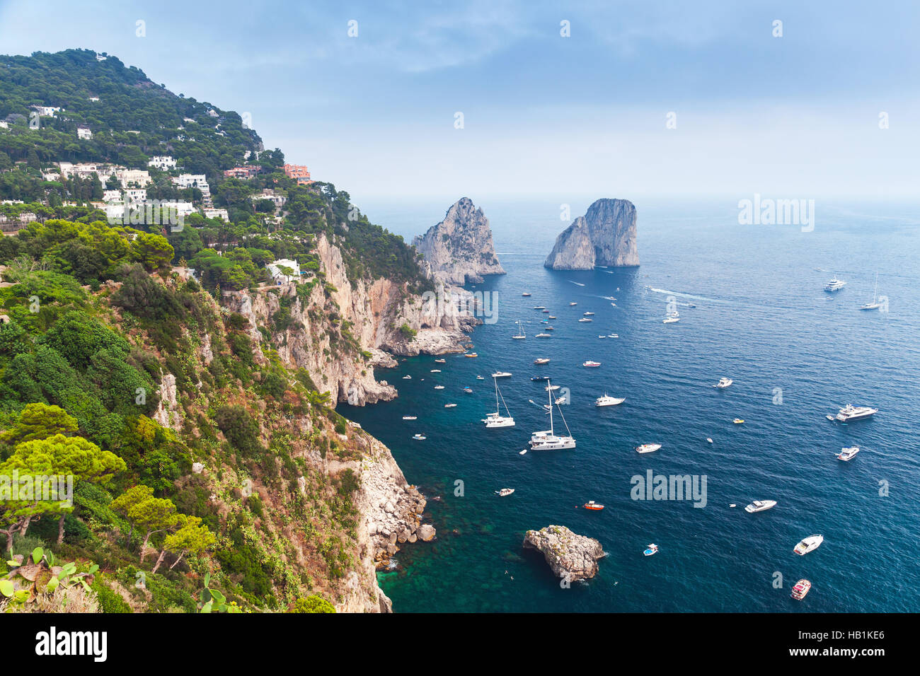 Capri island, Italy. Mediterranean Sea coast. Coastal landscape with ...