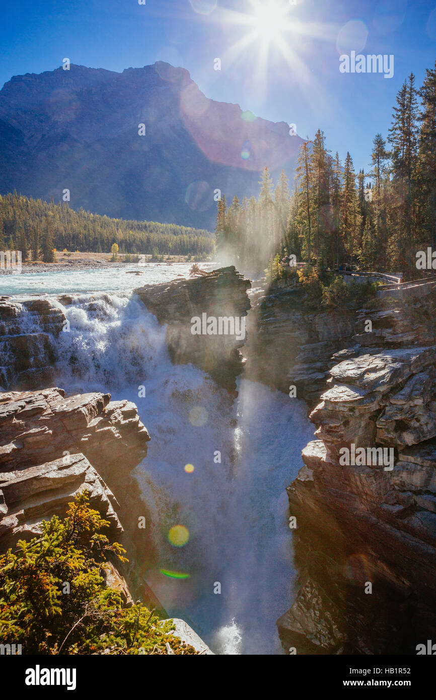 Athabasca Falls is a waterfall in Jasper National Park on the upper ...