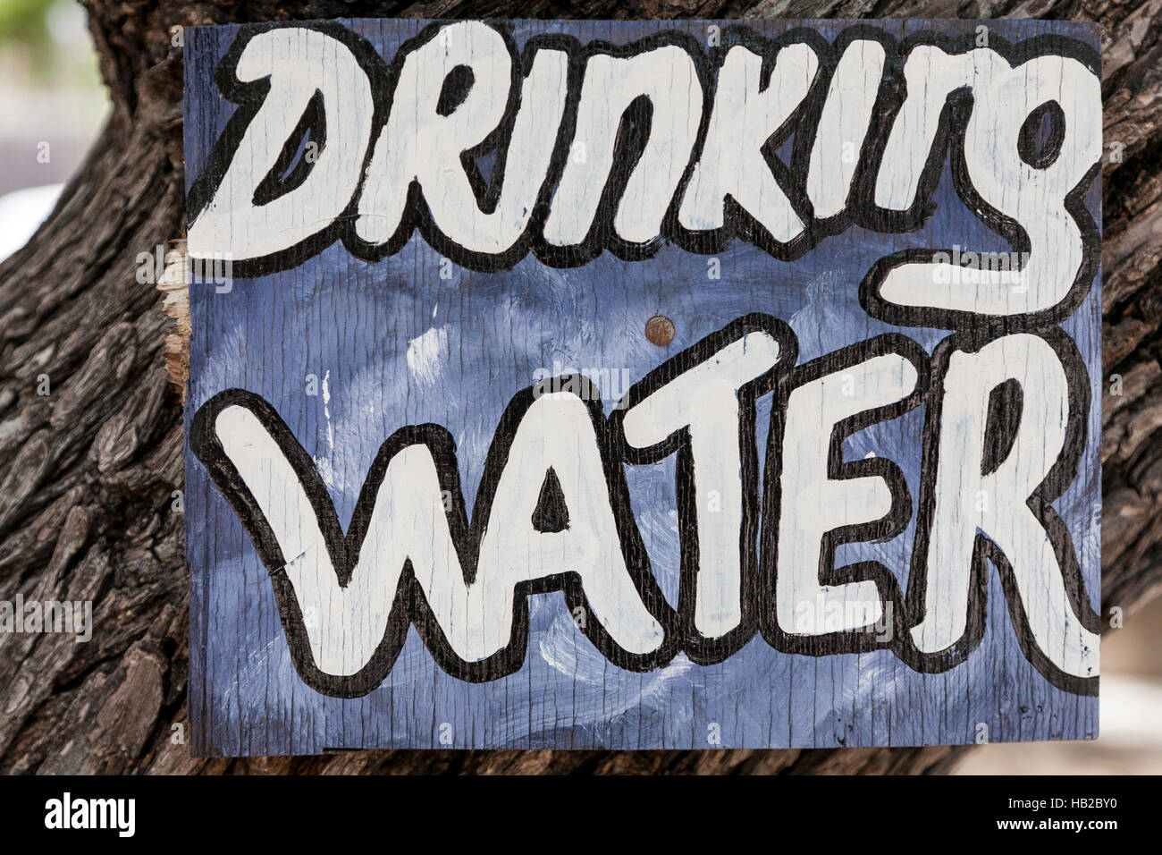 Old wooden vintage Water sign in campsite in Botswana Stock Photo - Alamy