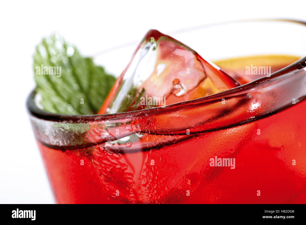Bottles of herbal-aperitif, similar to Campari, with an ice-cube Stock ...