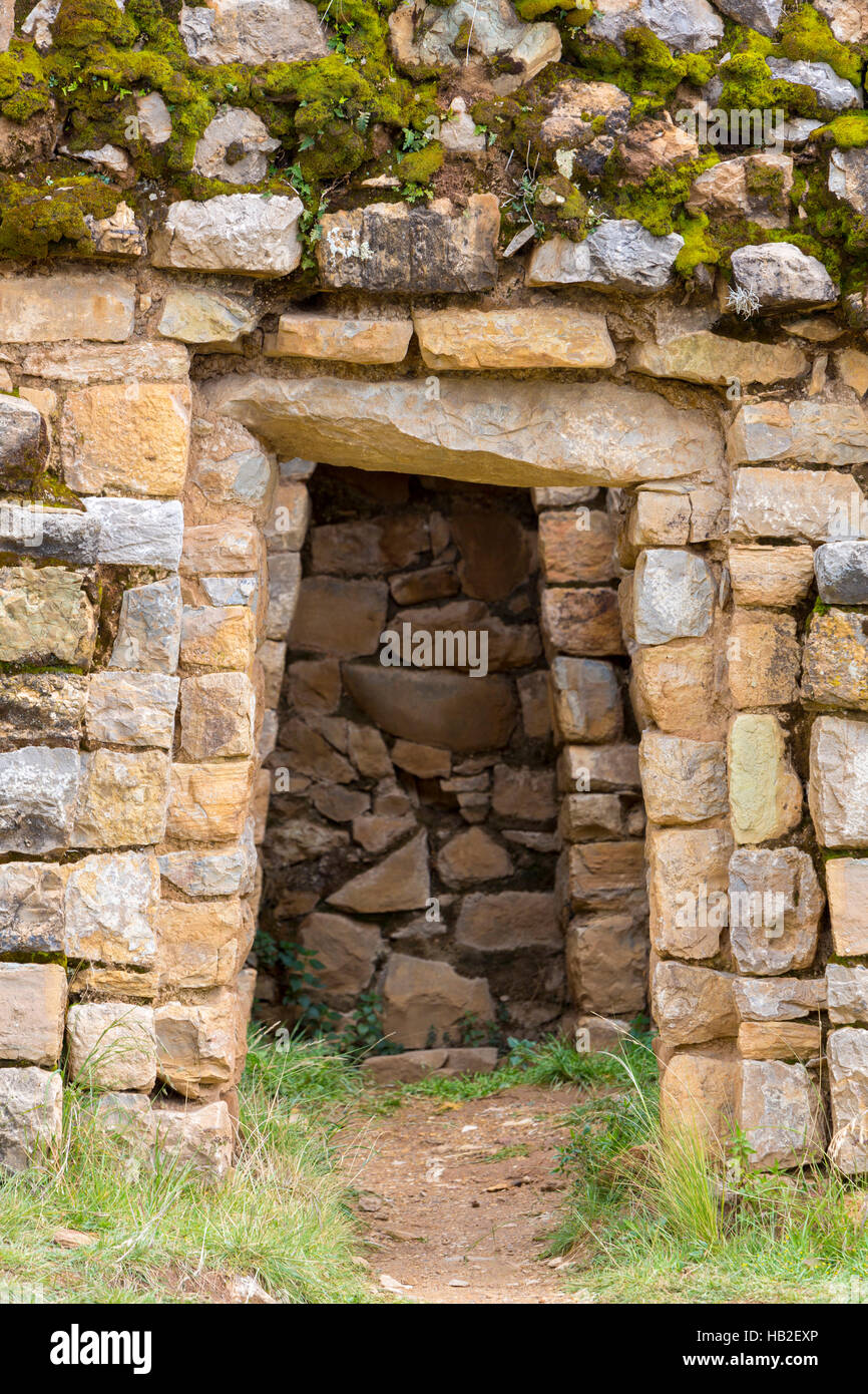 Palace of the Inca, closeup on ancient Incan ruins on Isla del Sol on ...