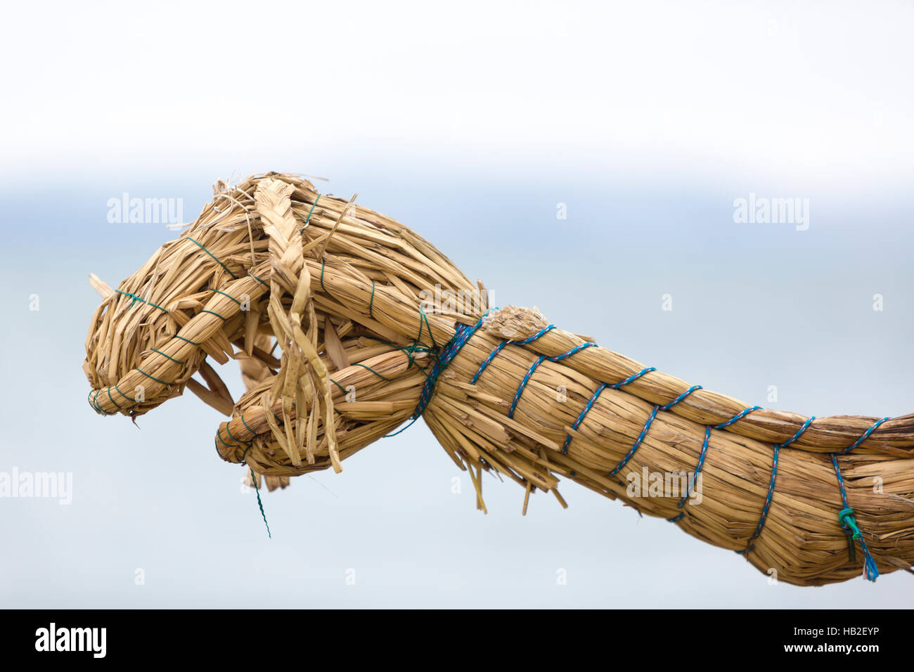 Details of reed boat around Lake Titicaca in Copacabana - Bolivia ...
