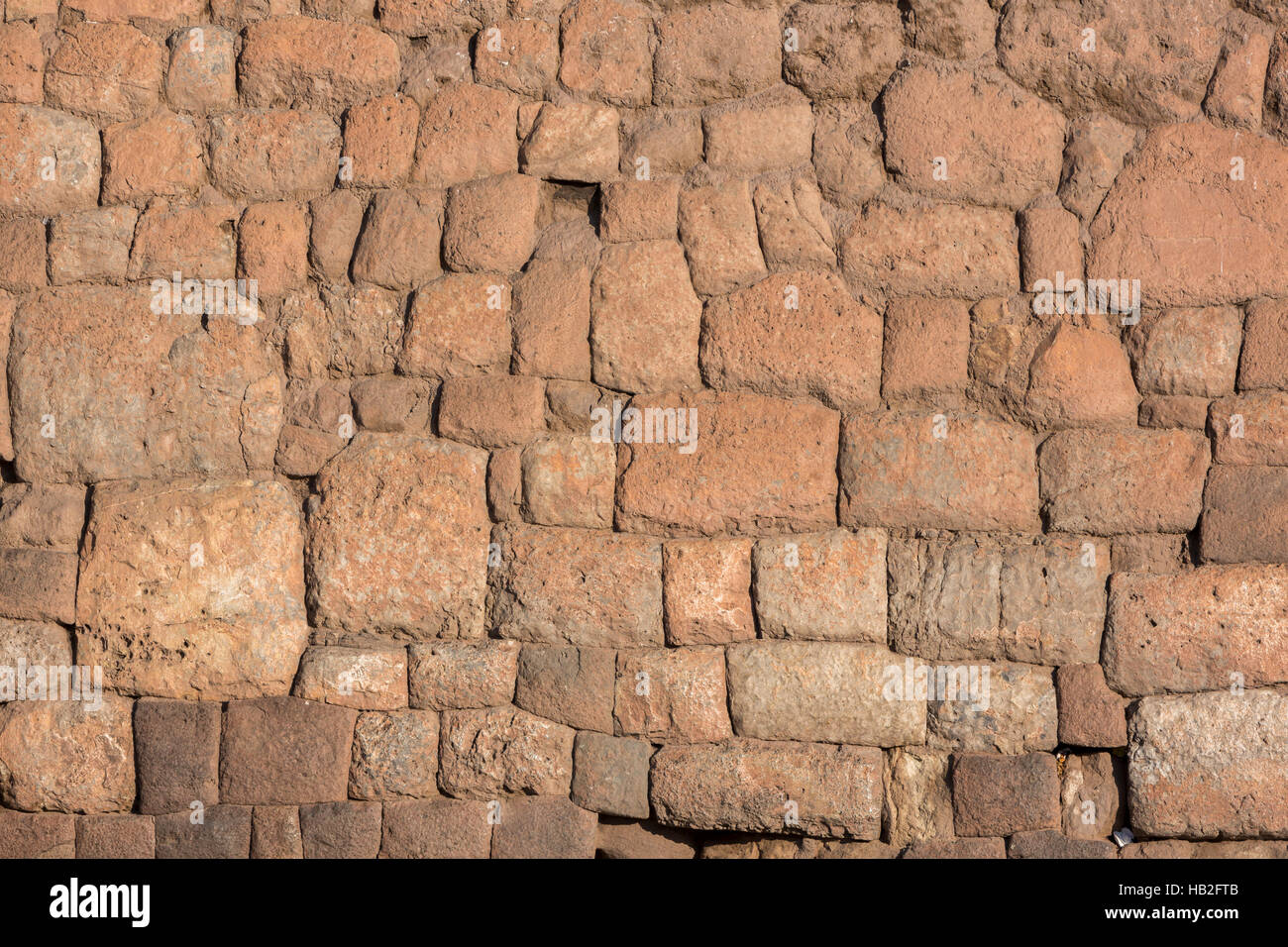 Details of Inca wall made of stones in Cusco town with sunset light ...