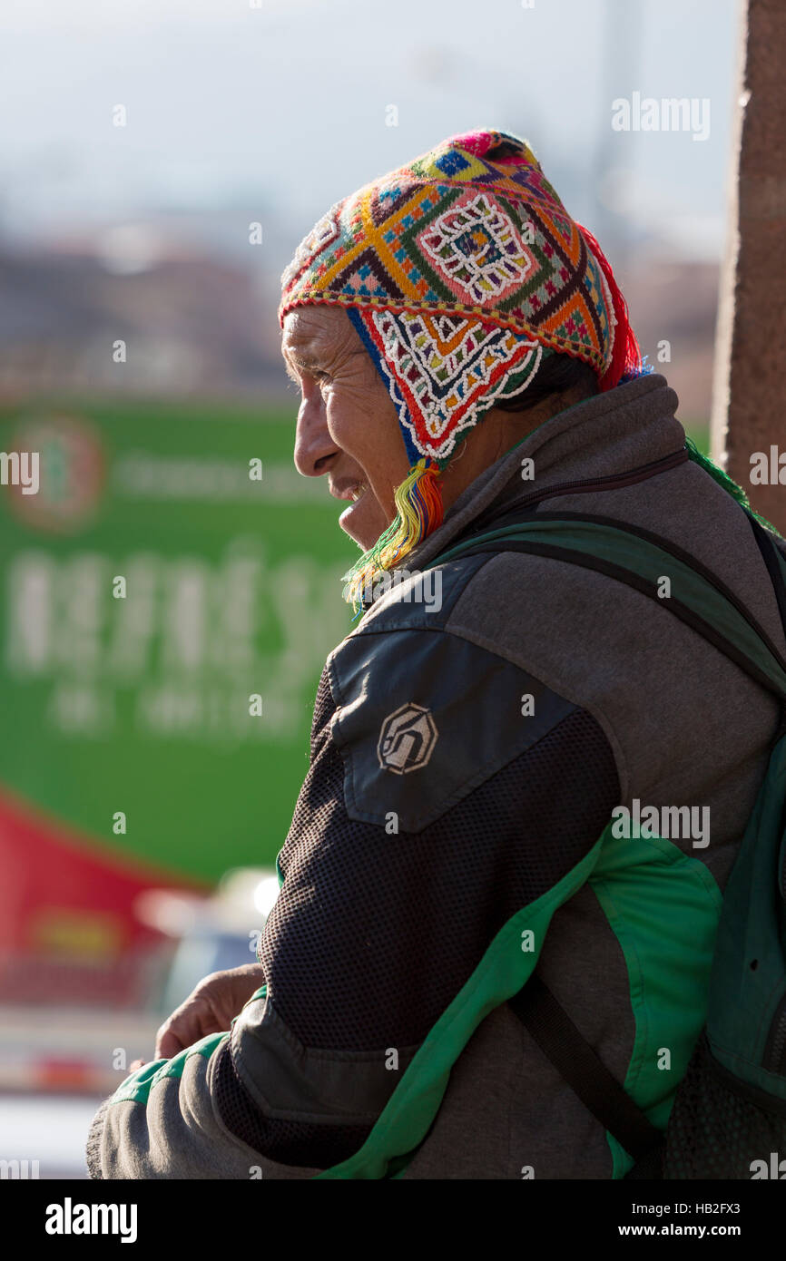 CUSCO, PERU, JANUARY 15: Peruvian senior man with traditional clothes ...