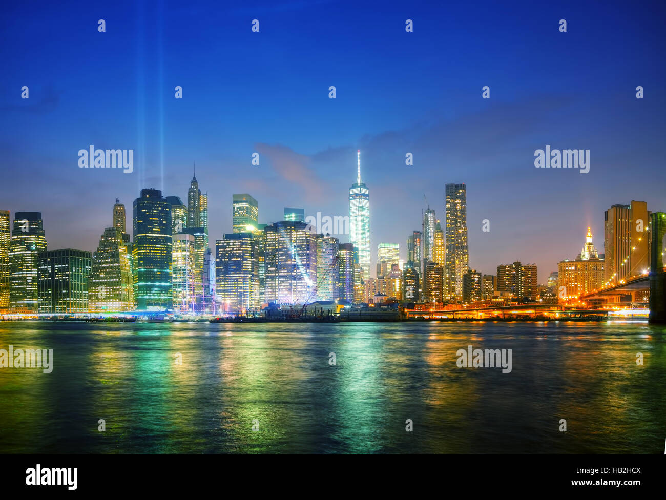 New York City overview with Brooklyn bridge Stock Photo - Alamy