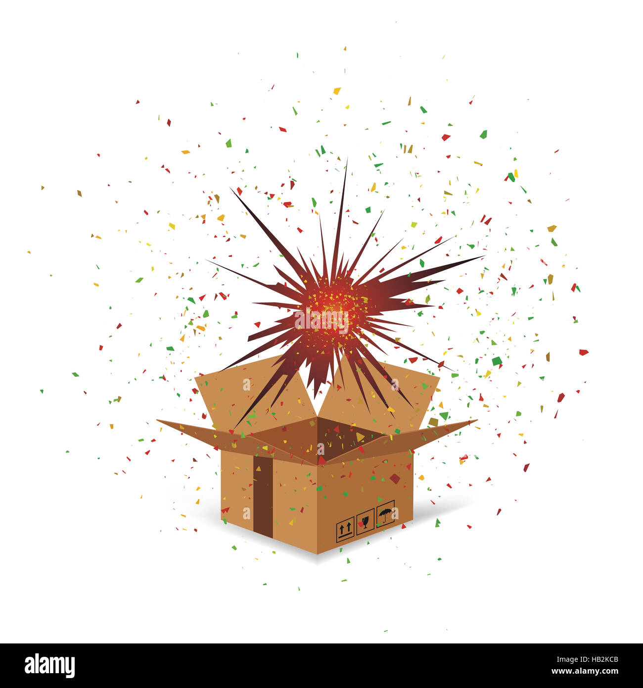 Gift box falling confetti Cut Out Stock Images & Pictures - Alamy