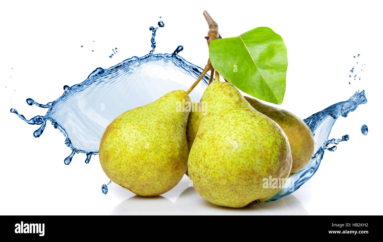 fresh water splash on pears isolated Stock Photo - Alamy