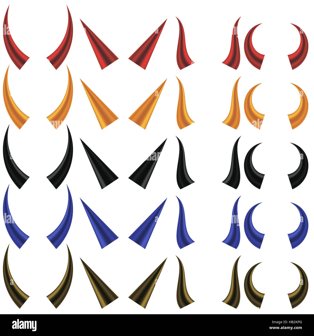 Set of Different Colorful Horns Stock Photo - Alamy