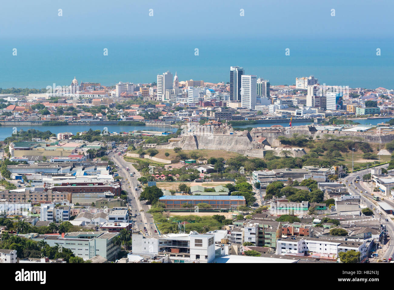 Aerial view of the old historic city of Cartagena. Unesco Heritage ...