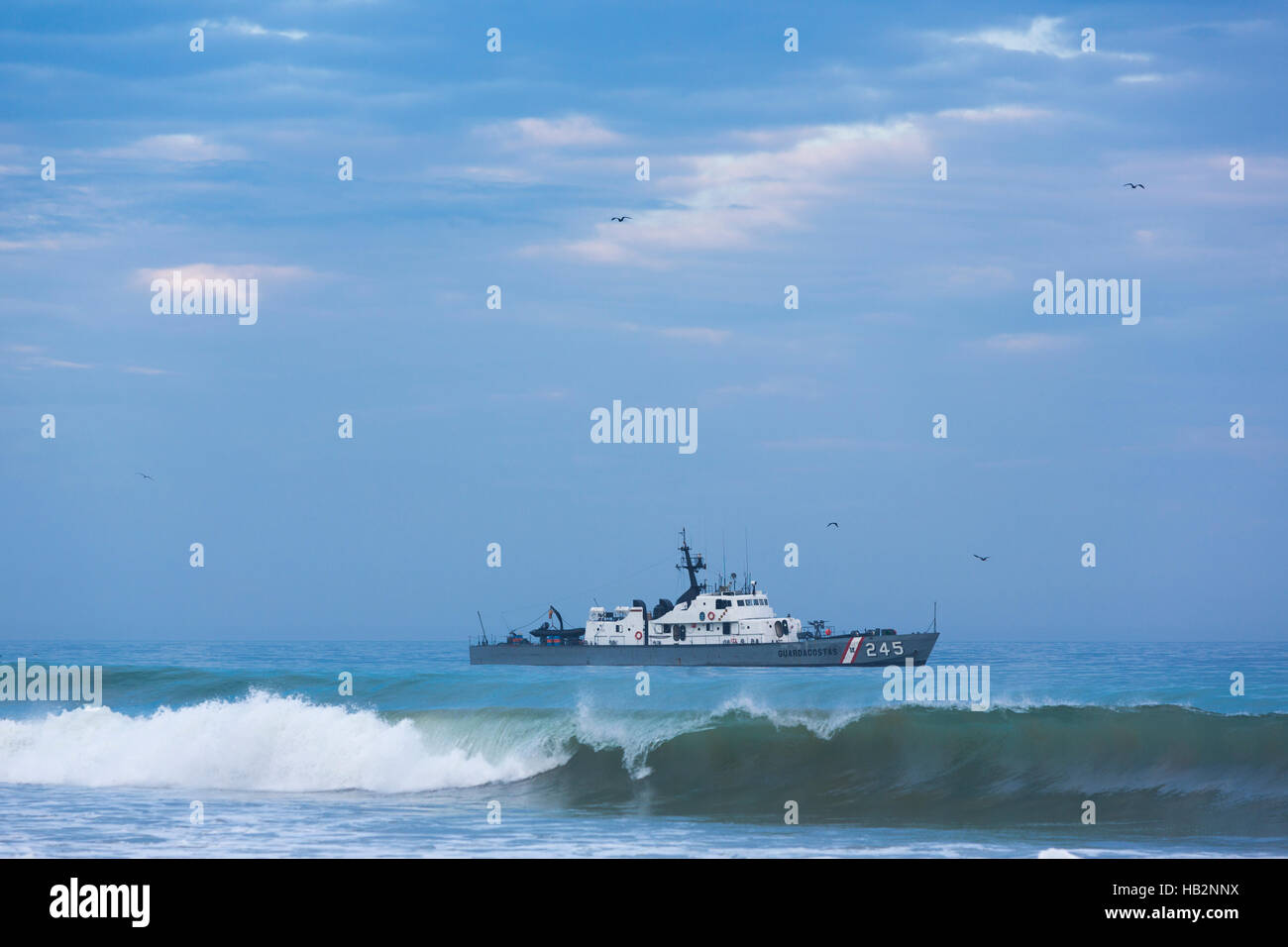Peruvian coast guard in front of Mancora beach, Peru Stock Photo - Alamy